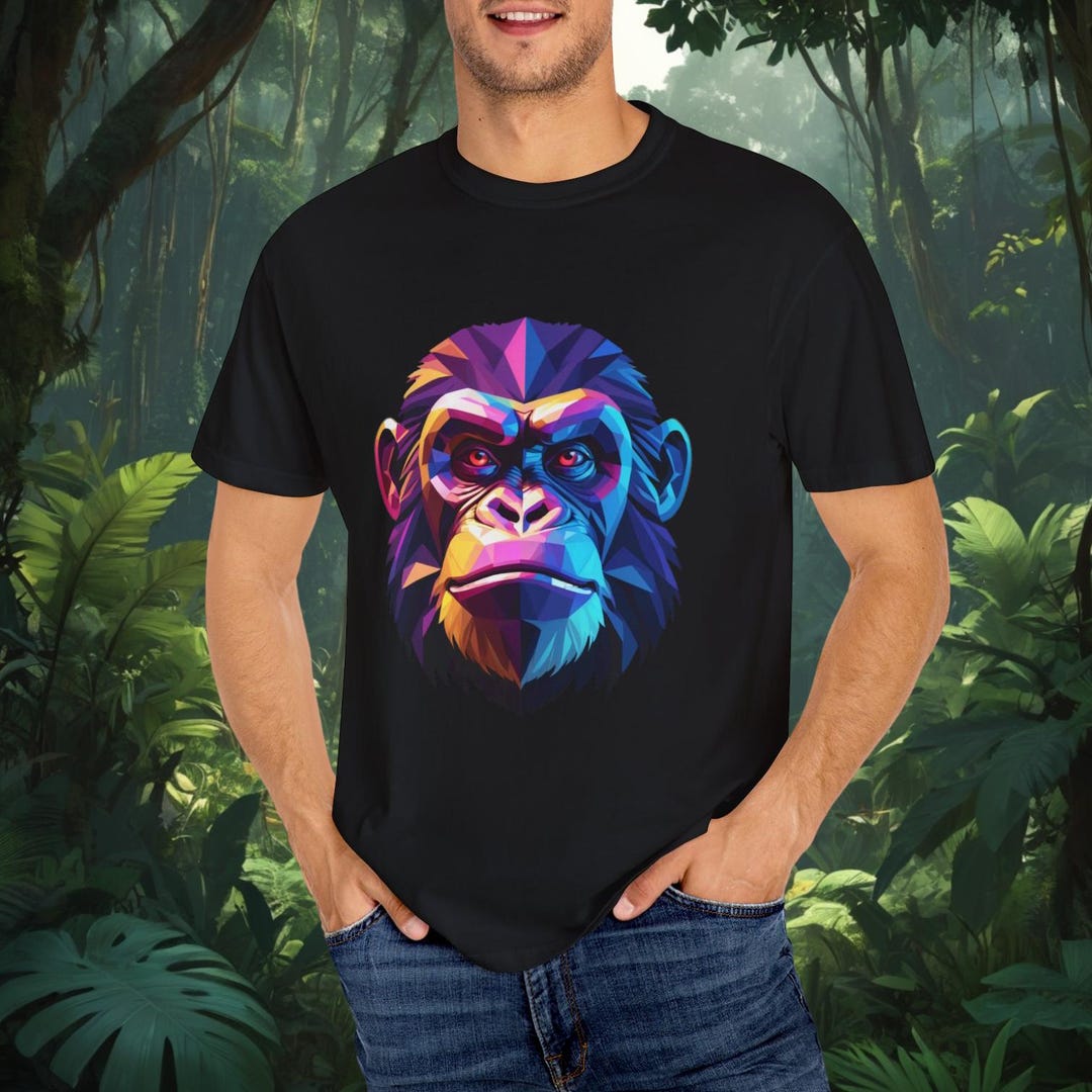Neon Ape, Ape T-shirt, Cool Primate, Cubist Tee, Cool Colors, Animal ...