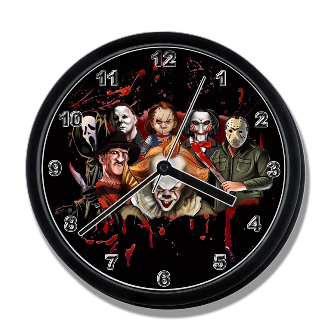 Halloween Horror Movie Characters Wall Clock Freddy Krueger Friday the ...