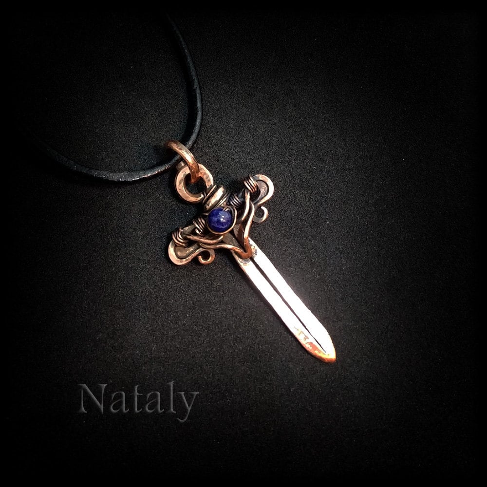 Pendentif épée collier épée collier en lapis lazuli collier - Etsy France
