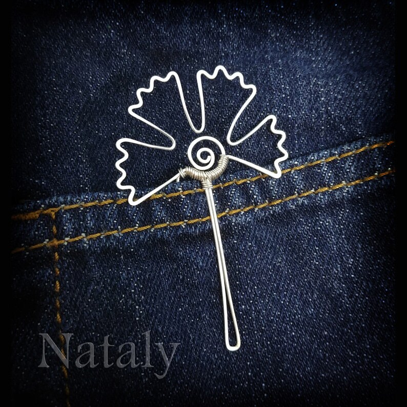 Wire Wrapped Flower Brooch, Collar Pin, Sterling Silver, Broche ...
