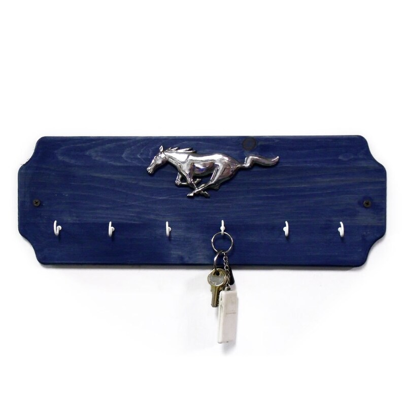 Ford Mustang Key Rack Blue or Black Wood Key Hook Wall Key - Etsy