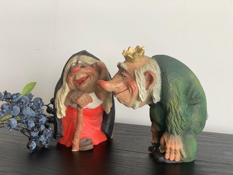 Troll King and Troll Wife / Vintage Henning Engelsen Woodcarving ...