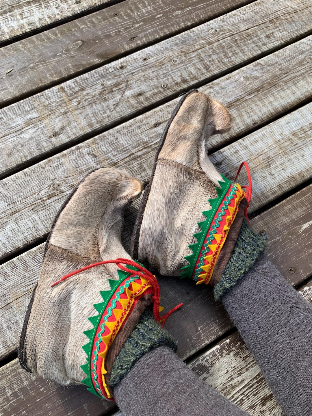Vintage Sami Reindeer Fur Mukluks, Handcrafted Lapland Boots, Finnish ...