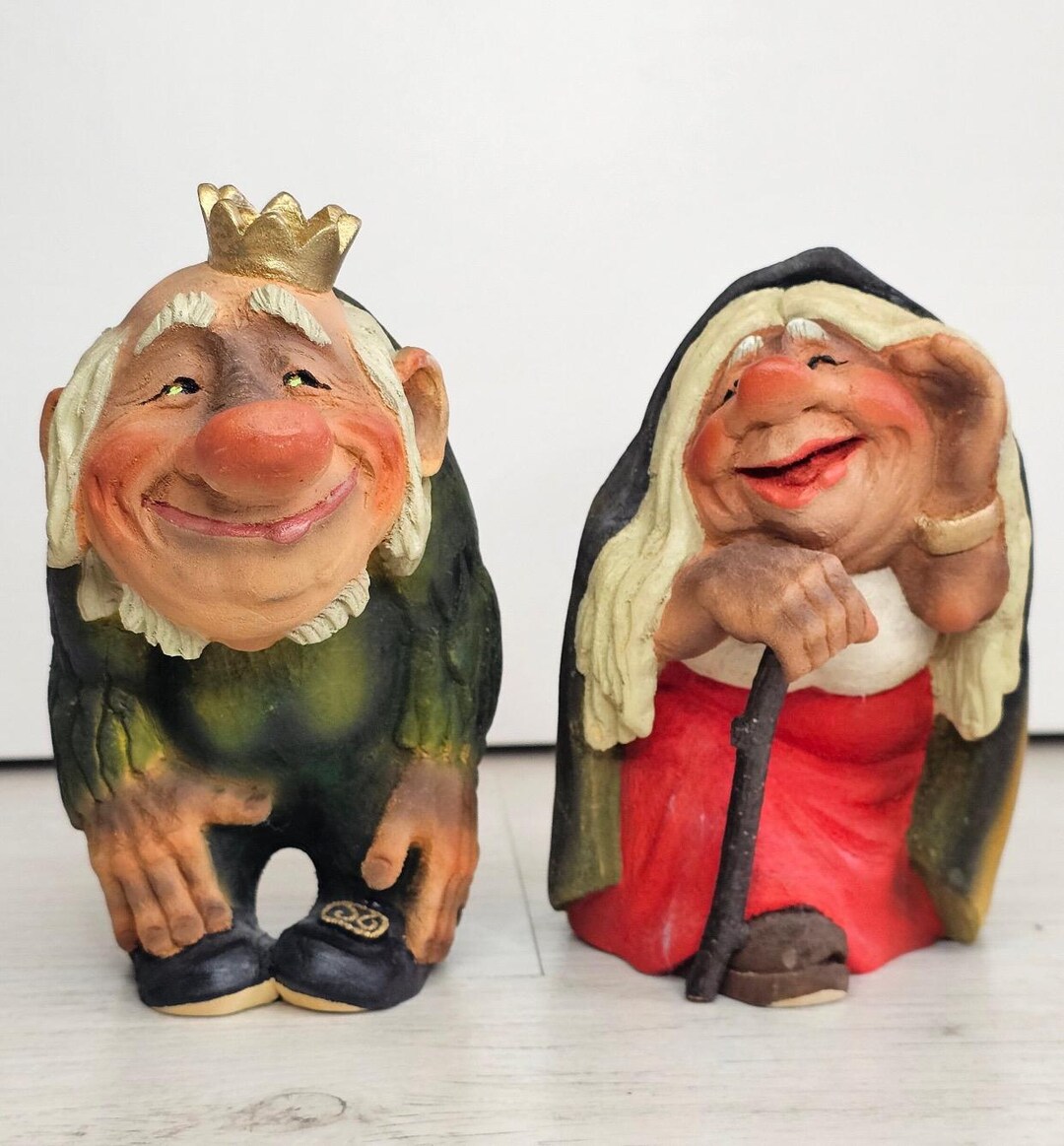 Troll King and Troll Wife / Vintage Henning Engelsen Woodcarving ...