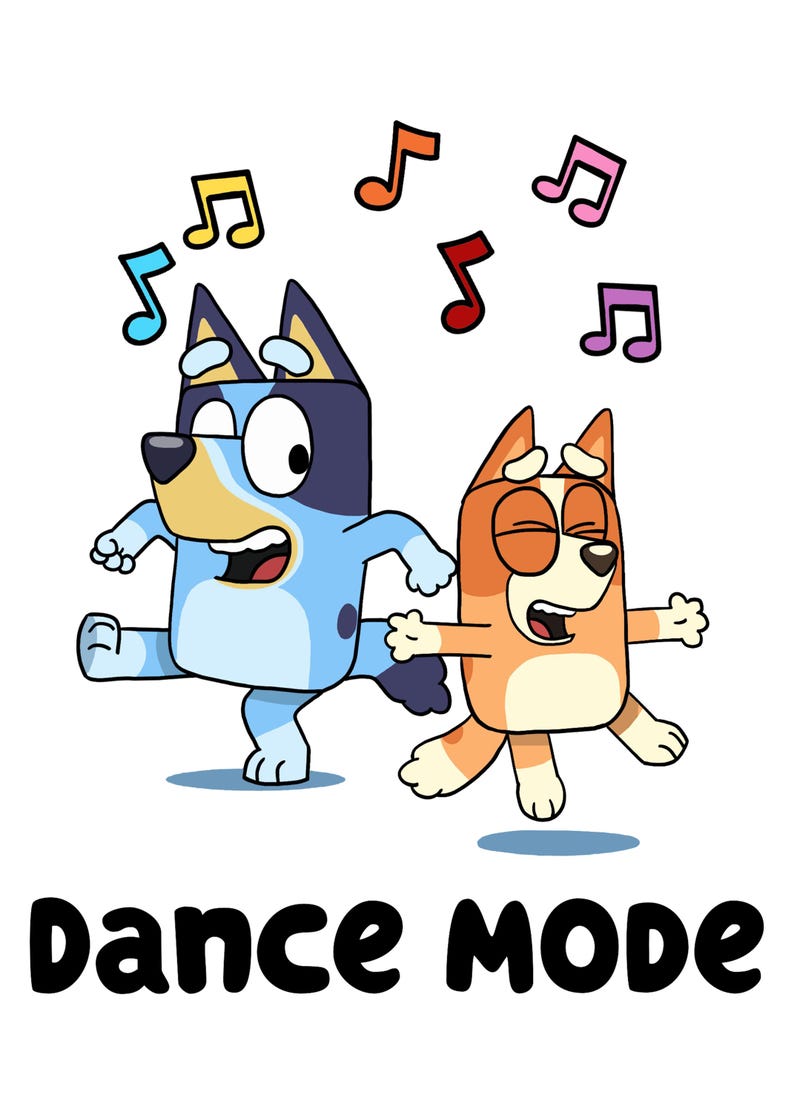 Bluey and Bingo Dance Mode Art Print - Etsy
