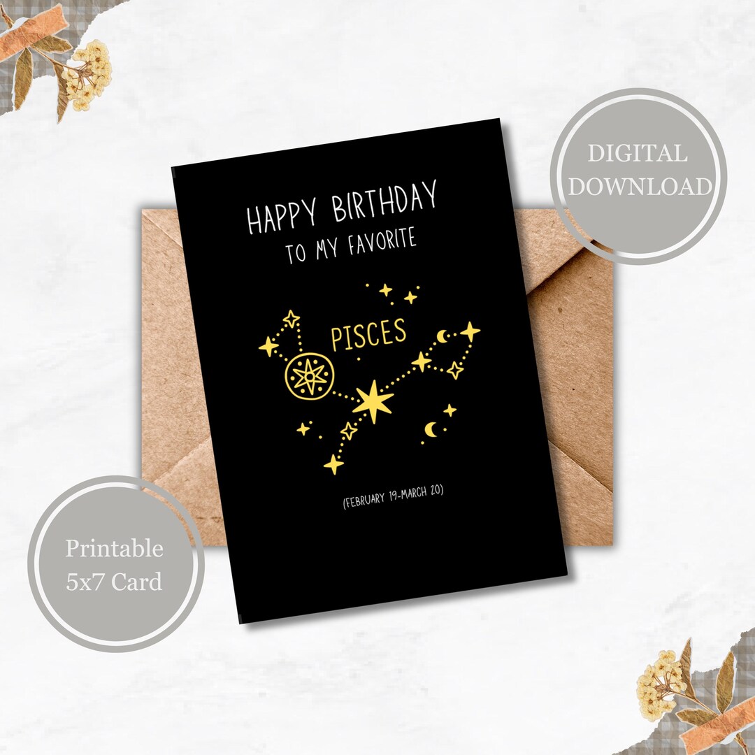 Pisces Birthday Card, Happy Birthday to My Favorite Pisces, February ...