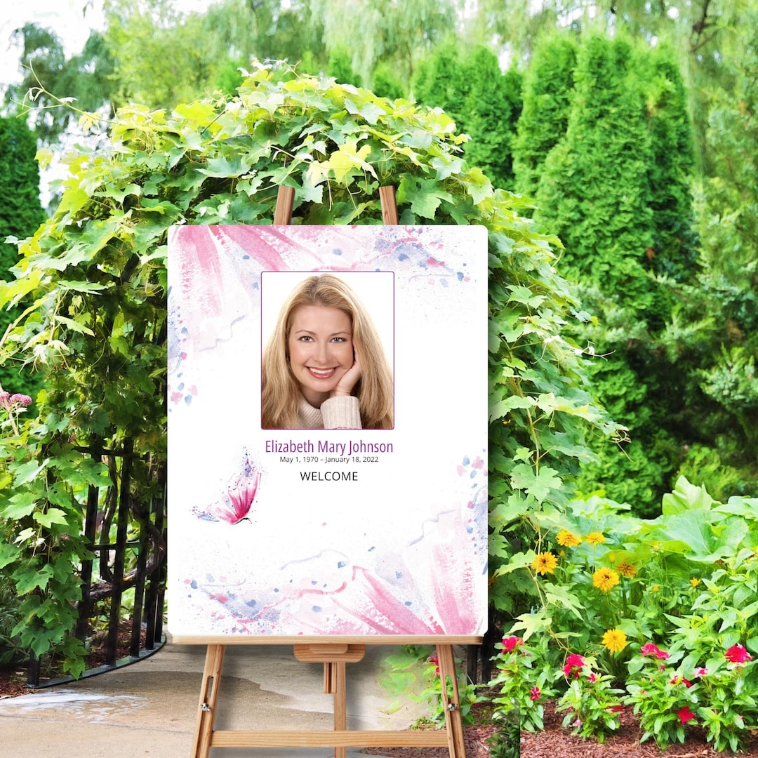 Memorial Welcome Sign Template Butterfly Design | Printable ...
