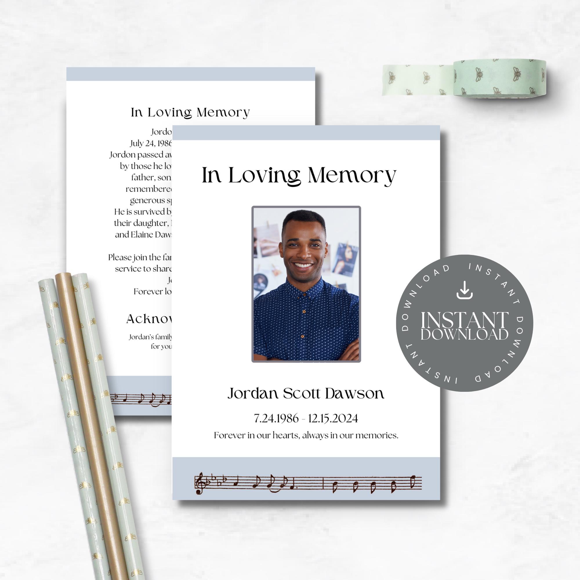 Funeral Program Canva: Musical Notes Celebration of Life Template ...