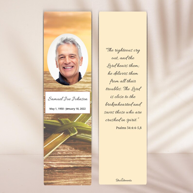 Memorial Bookmark Template | Printable & Customizable | Keepsake for ...