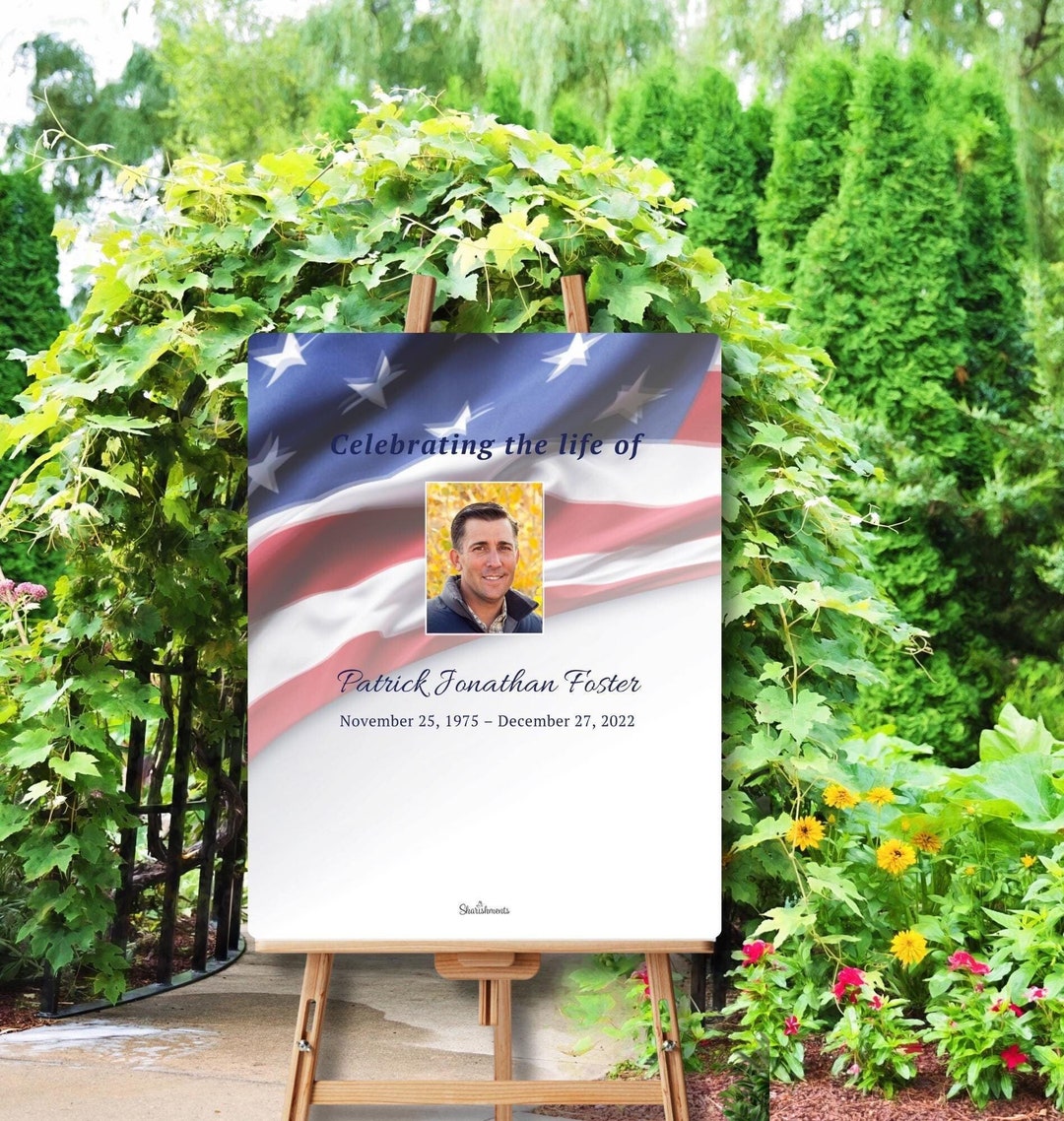 Veteran Memorial Welcome Sign - Customizable American Flag Design ...