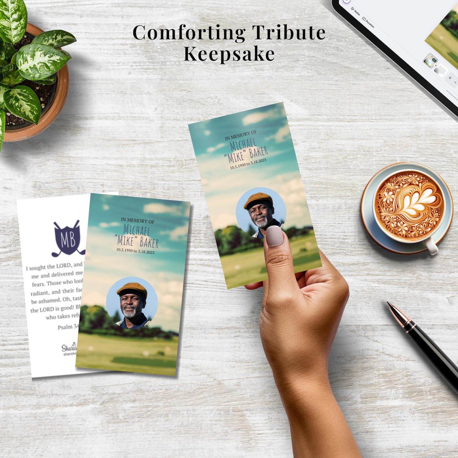 Golf Memorial Prayer Card Template | Editable Canva Template ...