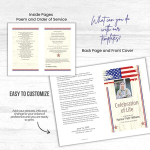 Honor, Service, Military, Program, Funeral, Editable Template ...