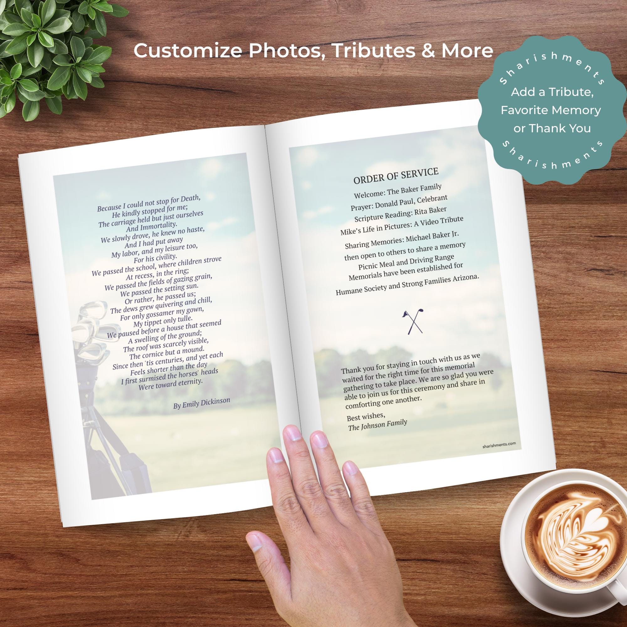 Golf Memorial Program Template • Celebration of Life Canva Editable ...