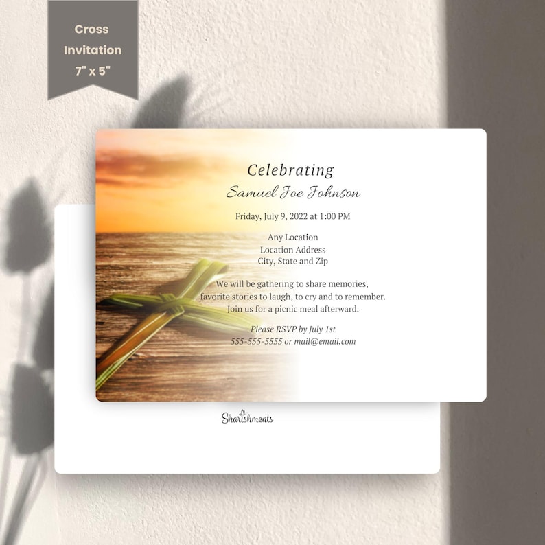 Cross Invitation Template | Editable Canva Design | Cross Funeral ...