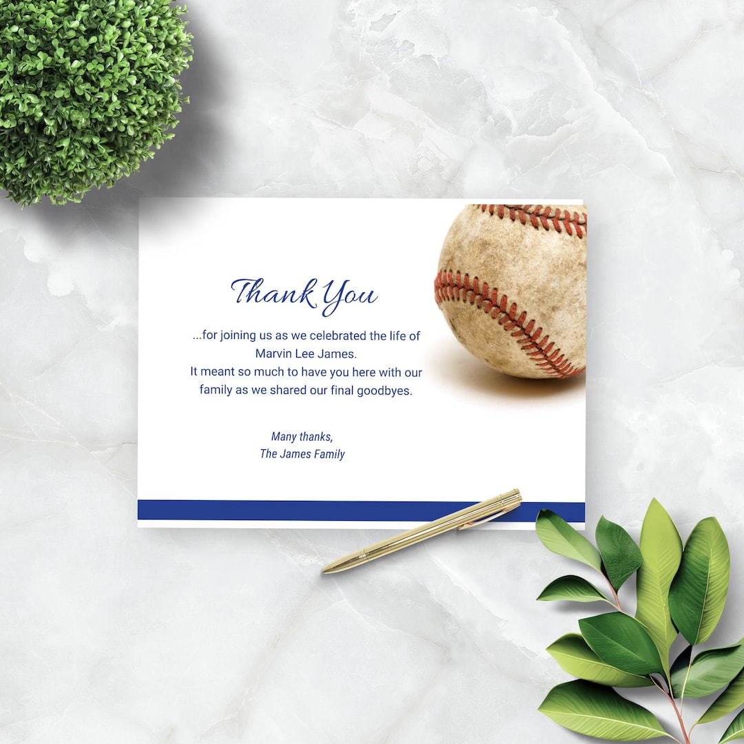 Baseball-themed Thank You Card | 7x5” Editable Digital Download A Home ...