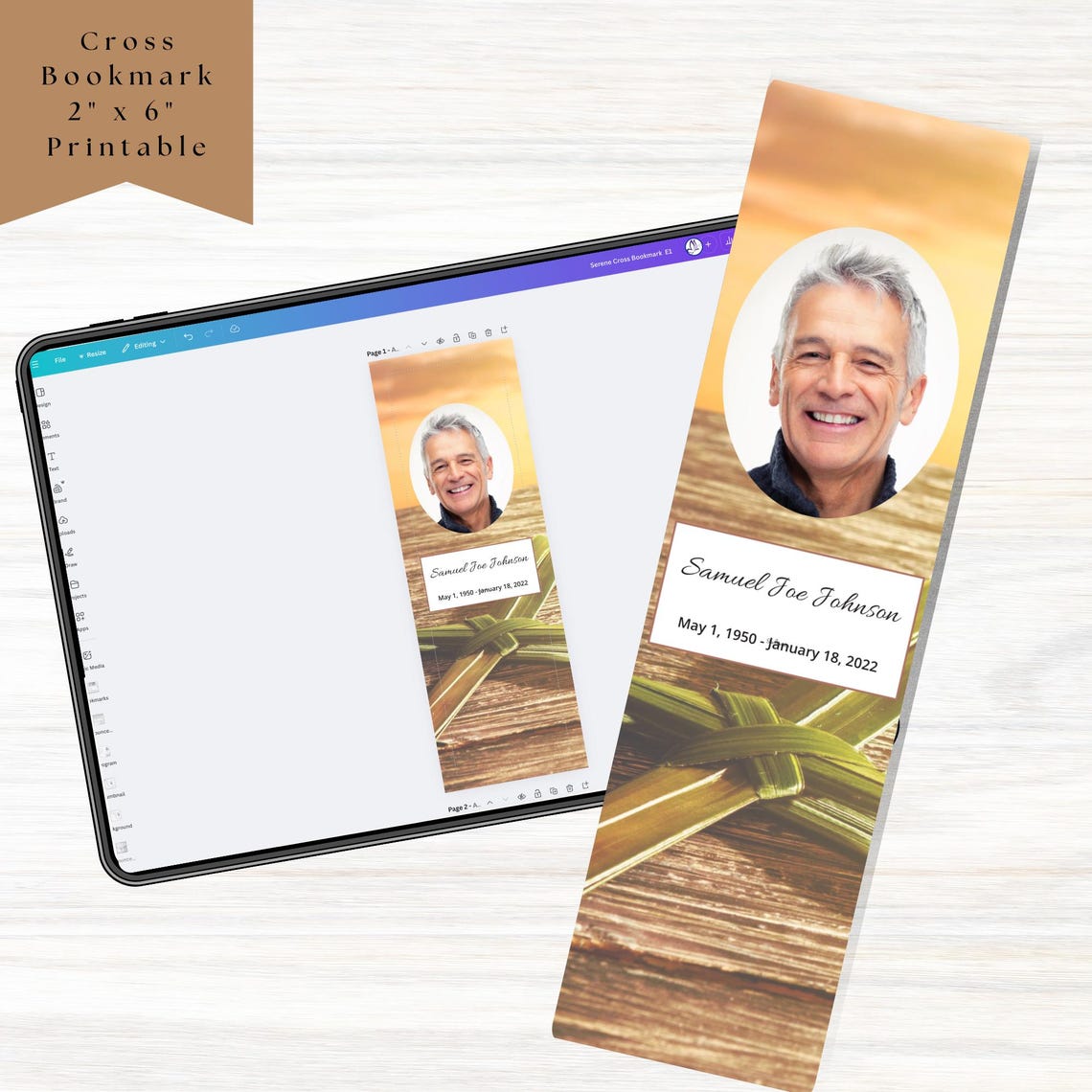 Memorial Bookmark Template | Printable & Customizable | Keepsake for ...