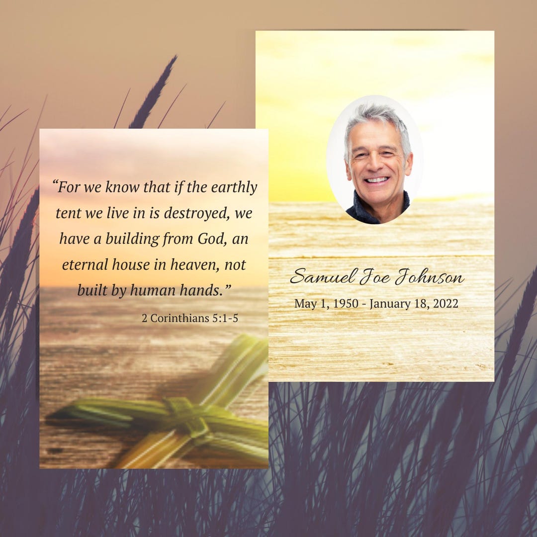 Template Cross Memorial Prayer Card | Editable Canva Template | 2.5x4 ...