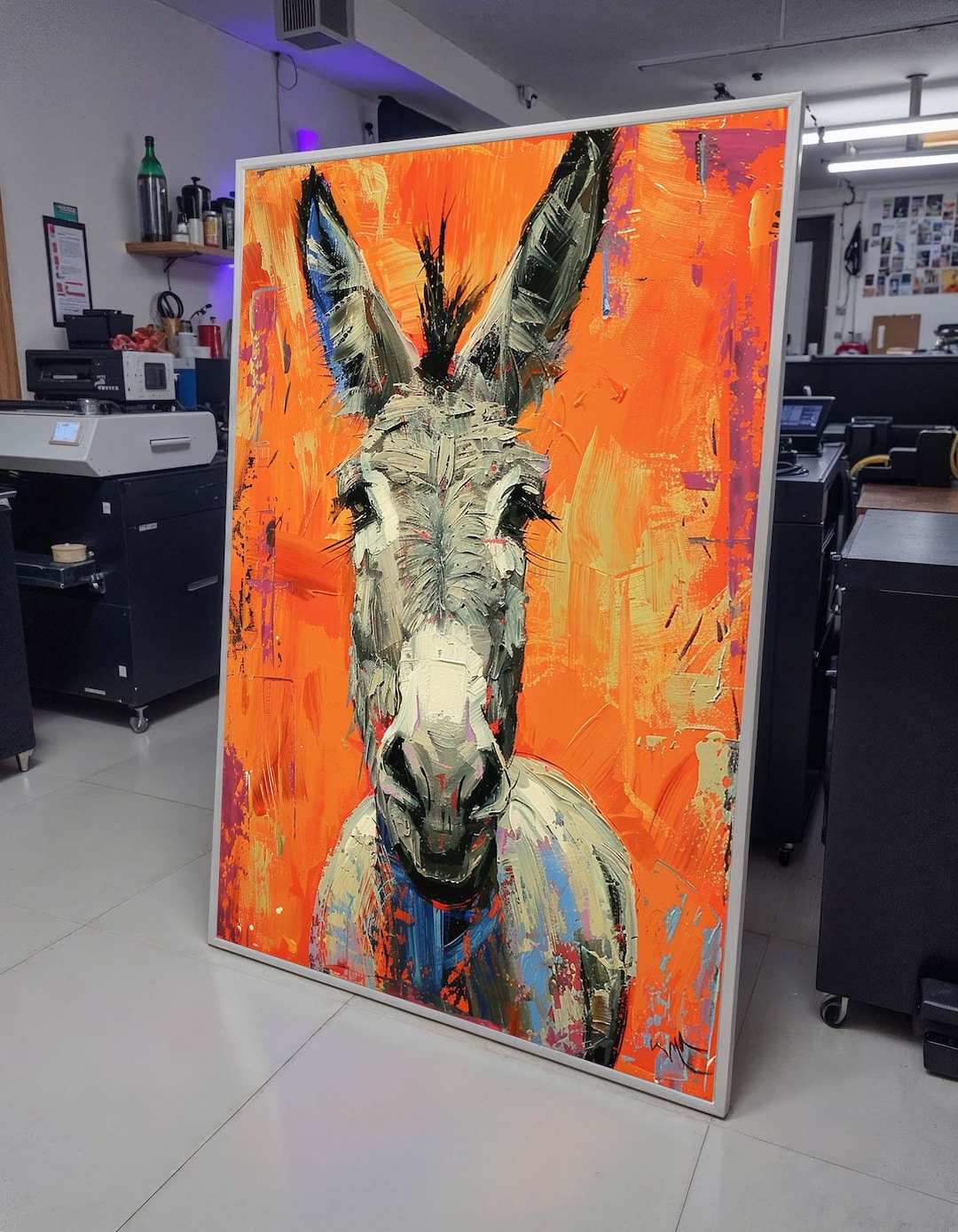 Colorful Donkey Art Canvas, Vibrant Animal Painting,whimsical Farm ...