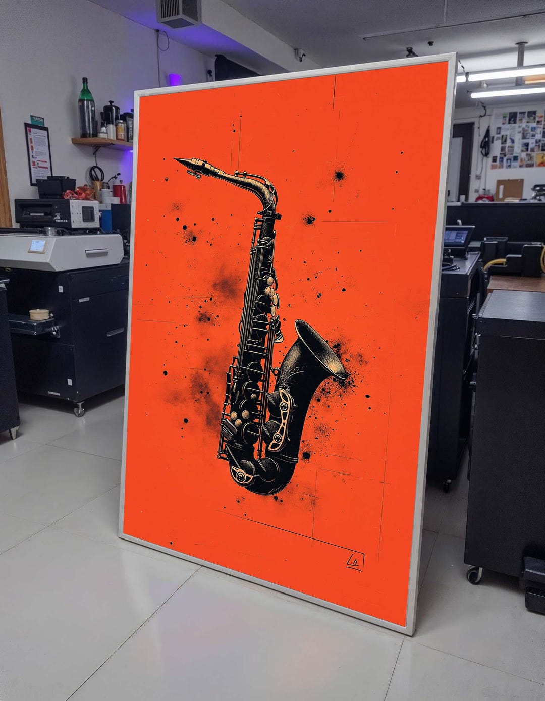 Bold Saxophone Art on Red Background - Stylish Jazz Music Decor, Unique ...