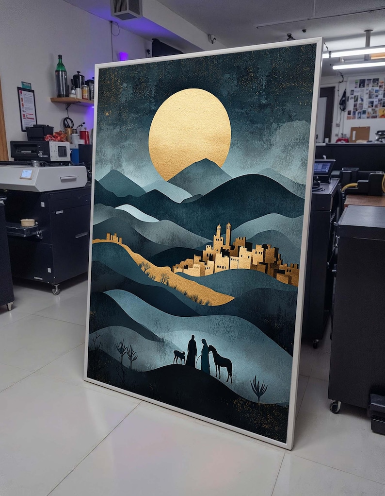 Bethlehem Journey Canvas, Nativity Silhouette Art, Holy Family Wall ...