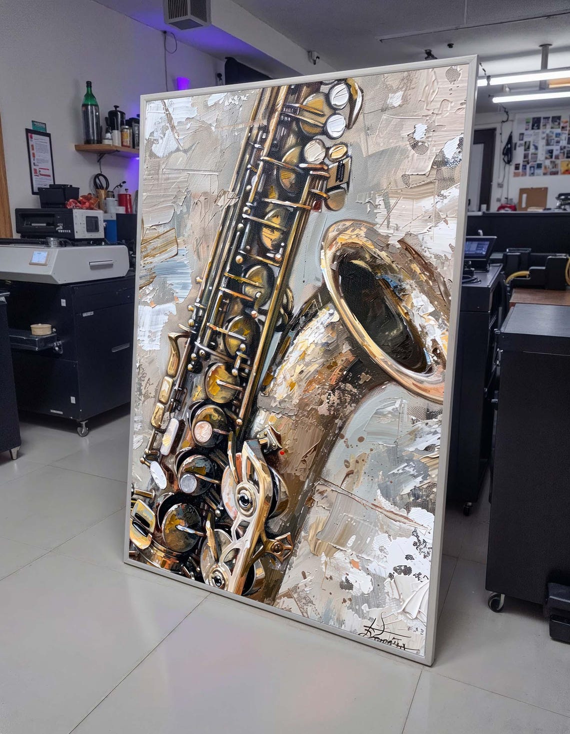 Saxophone Close-up Painting - Realistic Music Instrument Wall Art, Jazz ...