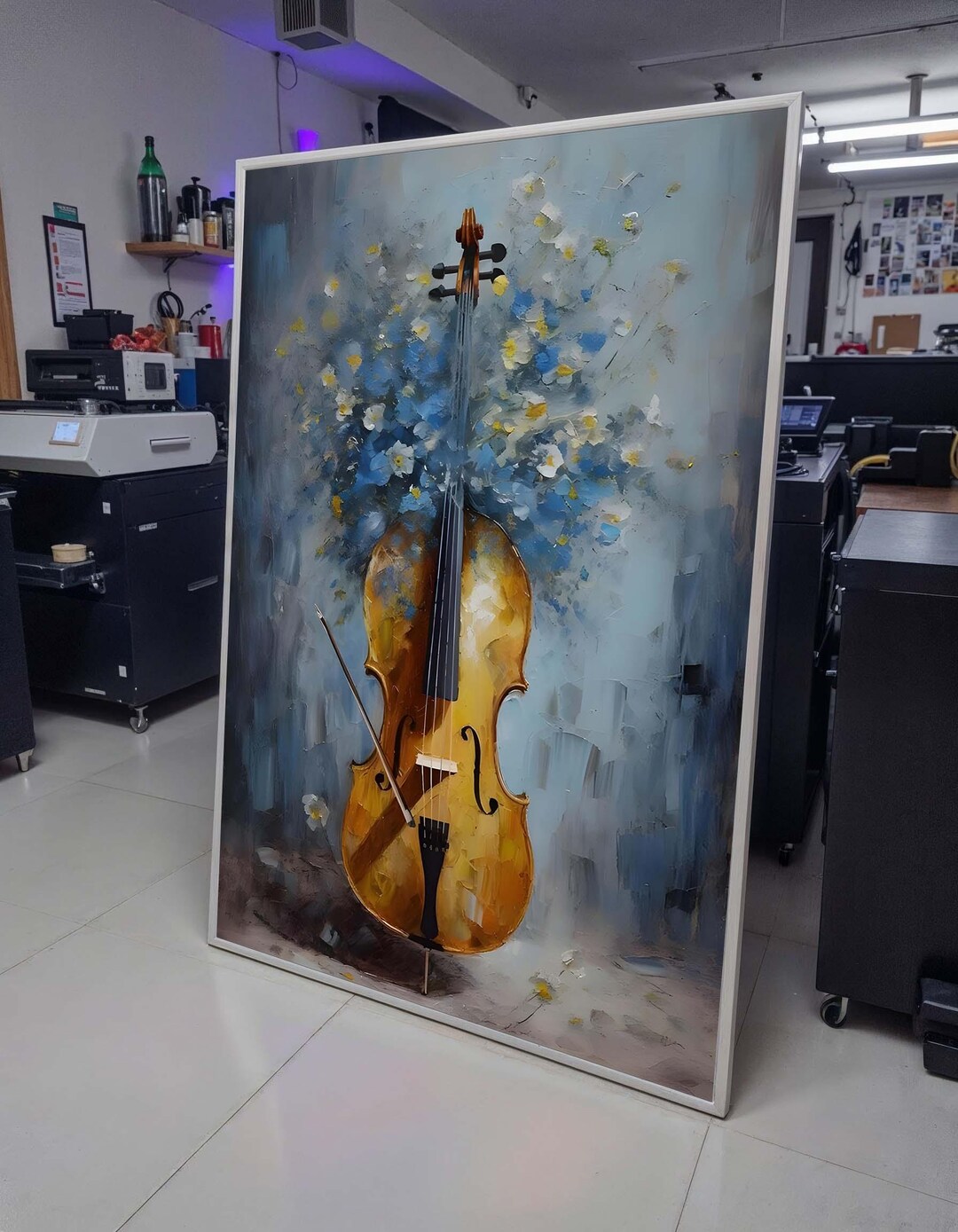 Elegant Cello Art Print With Floral Background - Music and Nature Wall ...