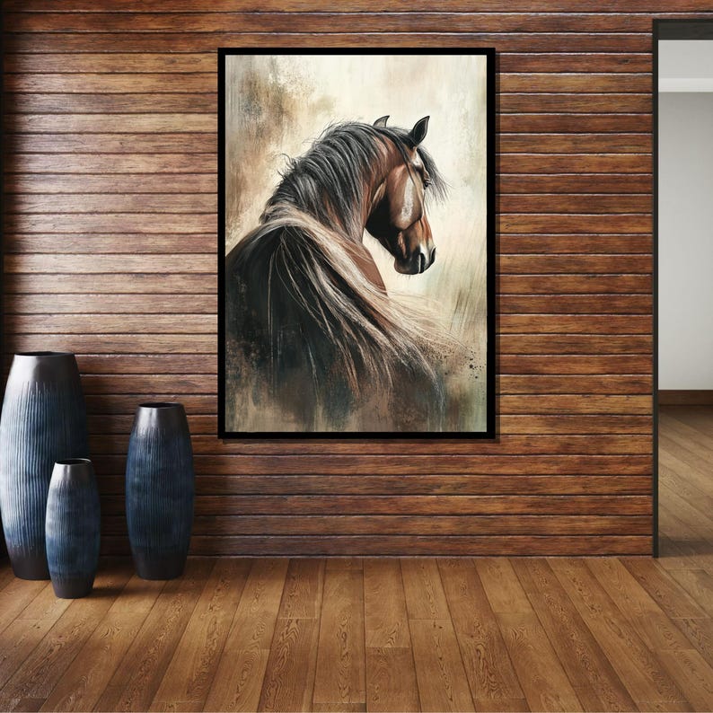 Majestic Horse Portrait Canvas Elegant Equine Art Rustic Animal Wall Majestic Horse Portrait Canvas Elegant Equine Art Rustic Animal Wall