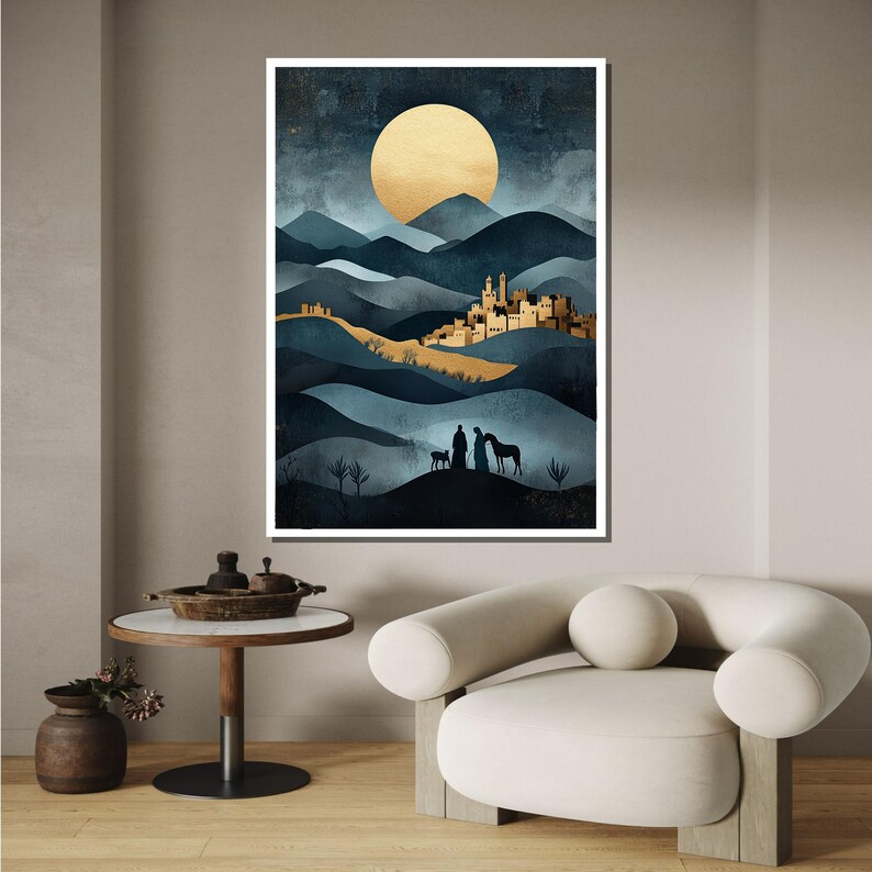 Bethlehem Journey Canvas, Nativity Silhouette Art, Holy Family Wall ...