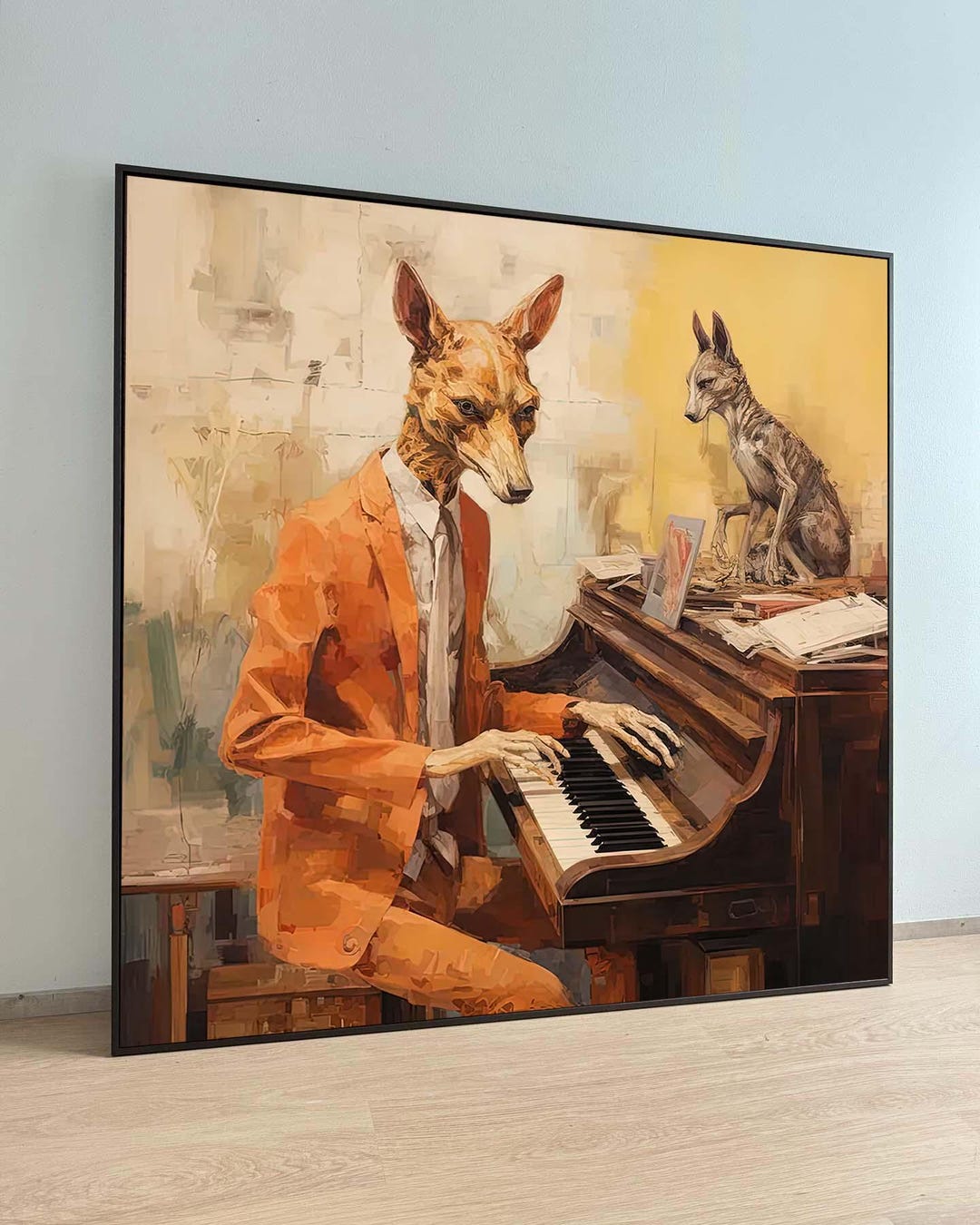 Fox Pianist Art Print - Whimsical Animal Musician Painting, Animal ...