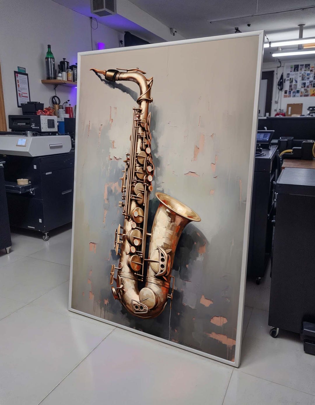 Saxophone Close-up Painting - Realistic Music Instrument Wall Art, Jazz ...
