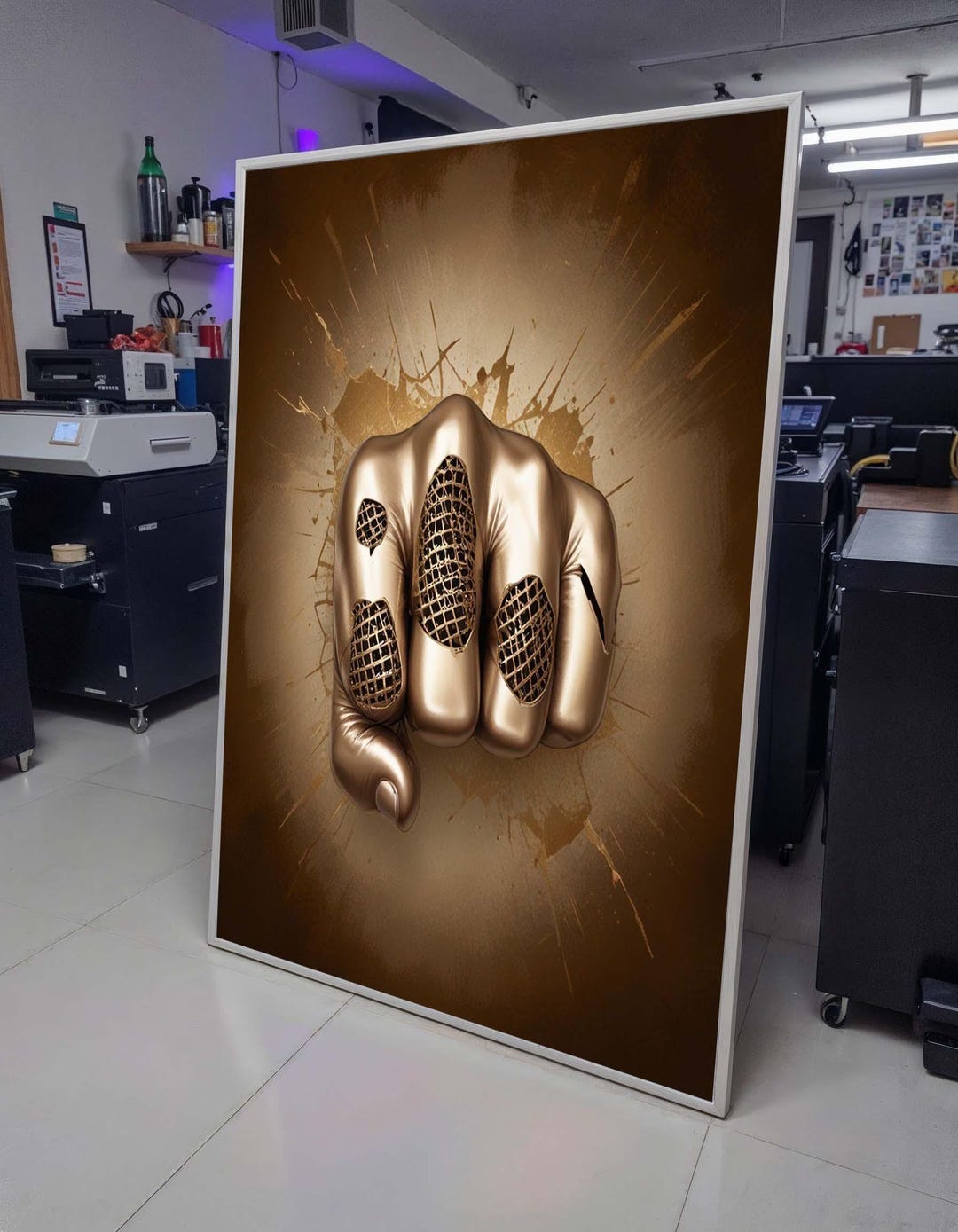 Fist Artwork - Modern Power Symbol Wall Art in Bronze Tone, Power ...