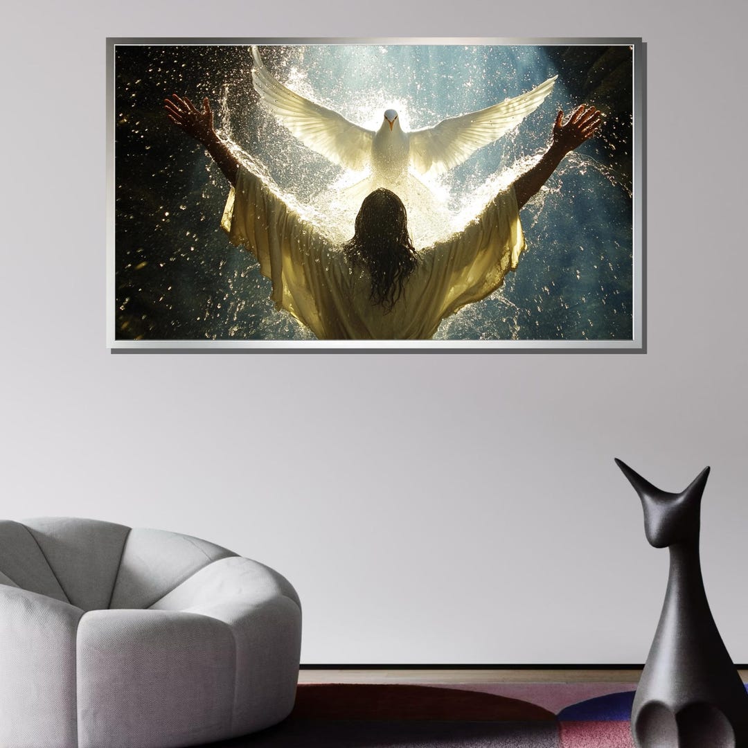 Baptism of Jesus Canvas, Divine Holy Spirit Art, Inspirational ...