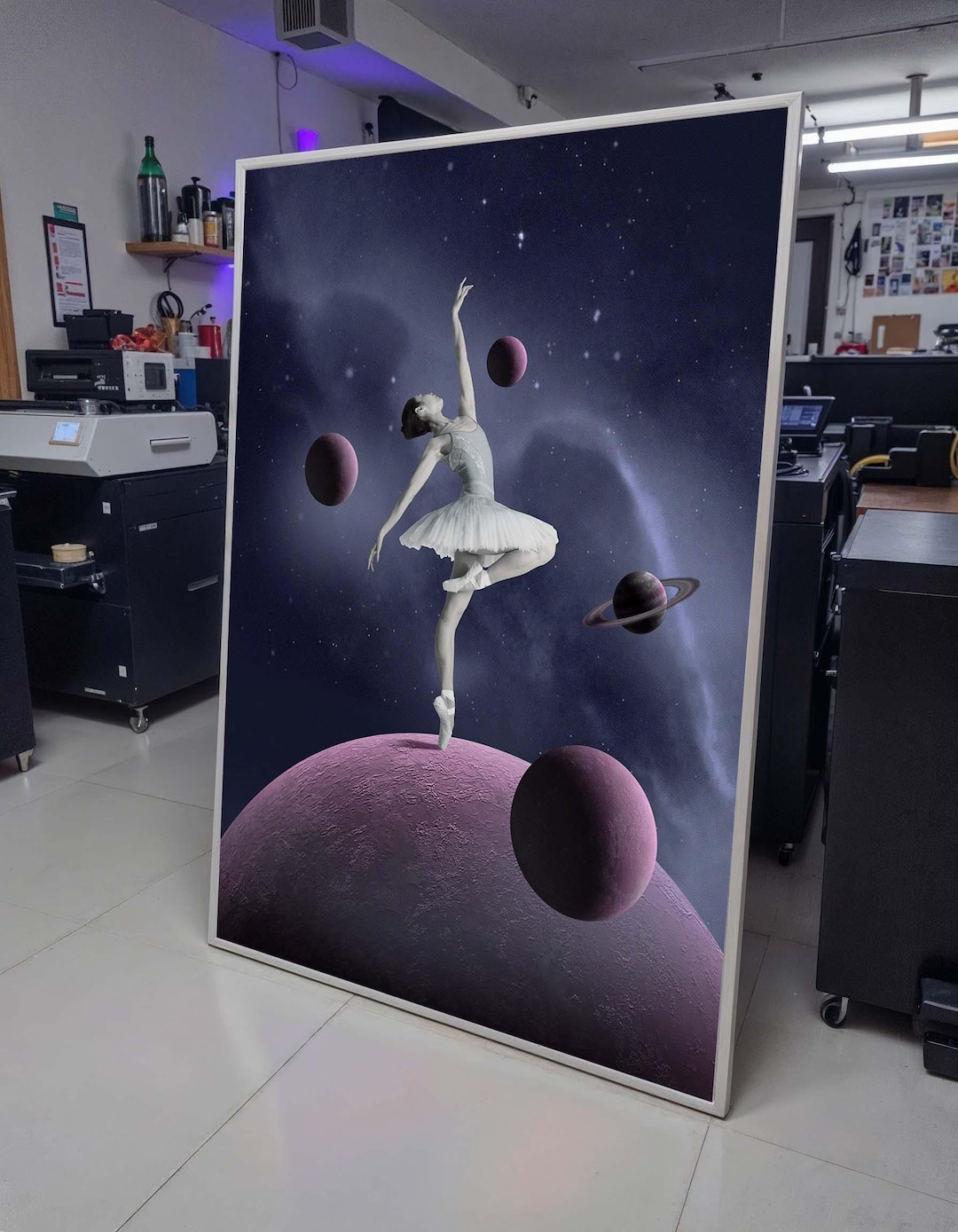 Cosmic Ballerina Canvas, Space Ballet Wall Art, Surreal Dance in Space ...