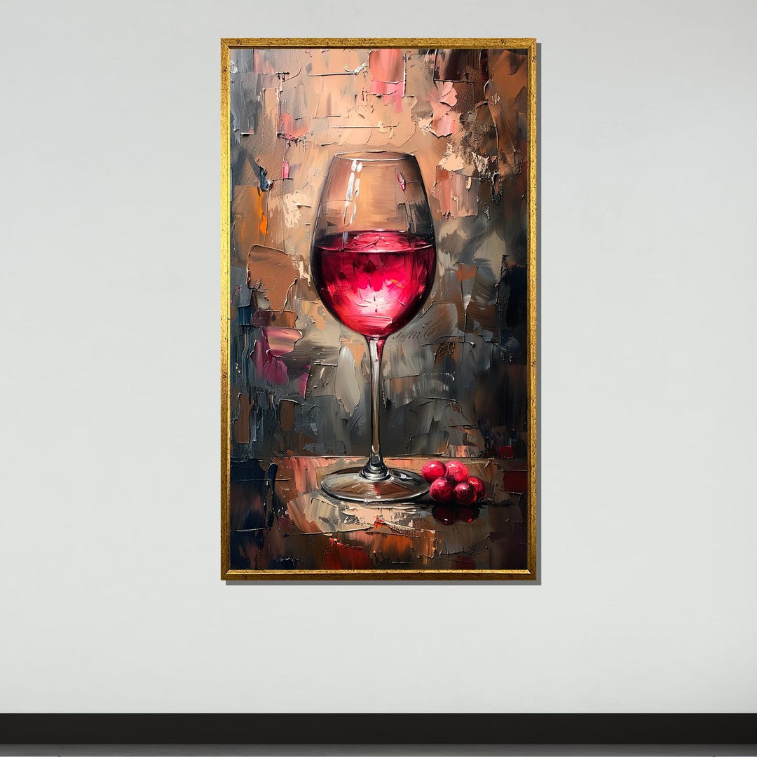 Red Wine Glass Canvas, Rustic Wine Art, Wine Lover Wall Decor,elegant ...