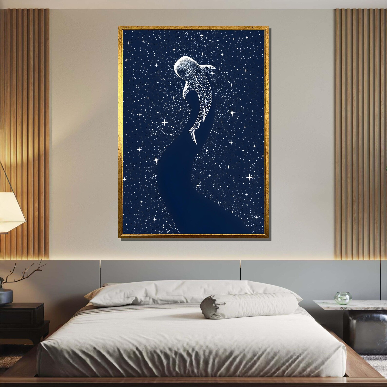 Celestial Whale Shark Art Print, Starry Ocean Night Wall Art,dreamy ...