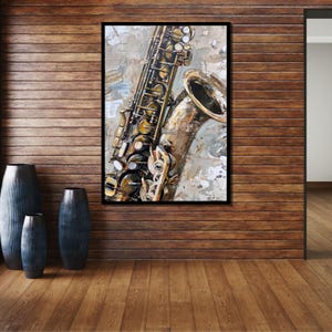 Saxophone Close-up Painting - Realistic Music Instrument Wall Art, Jazz ...