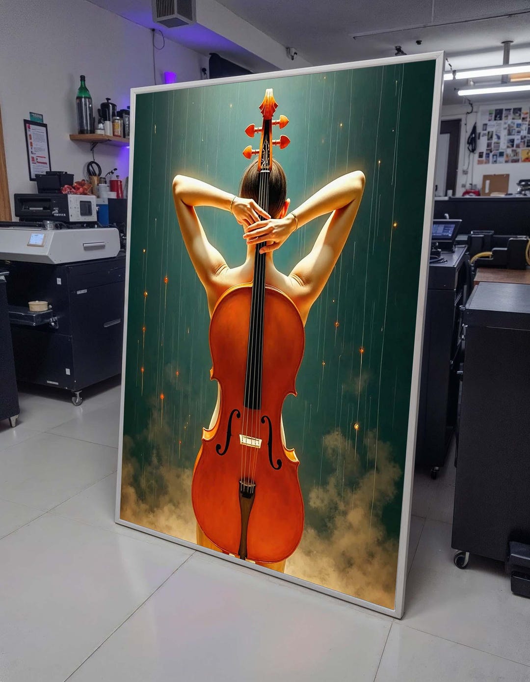 Woman and Cello Back View Art, Elegant Nude Photography, Musical Art ...