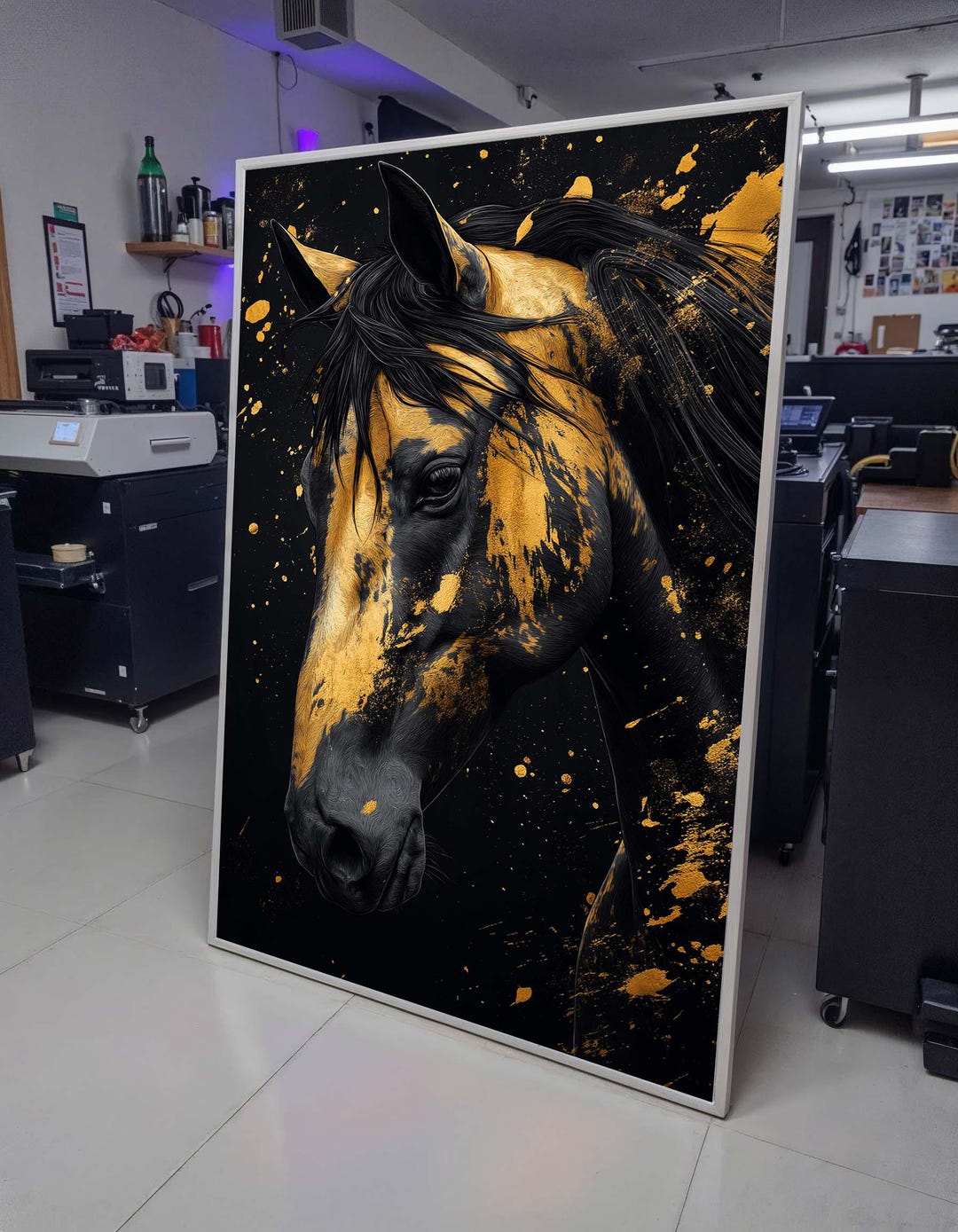 Black and White Horse Canvas, Dual Horses Wall Art, Animal Harmony ...