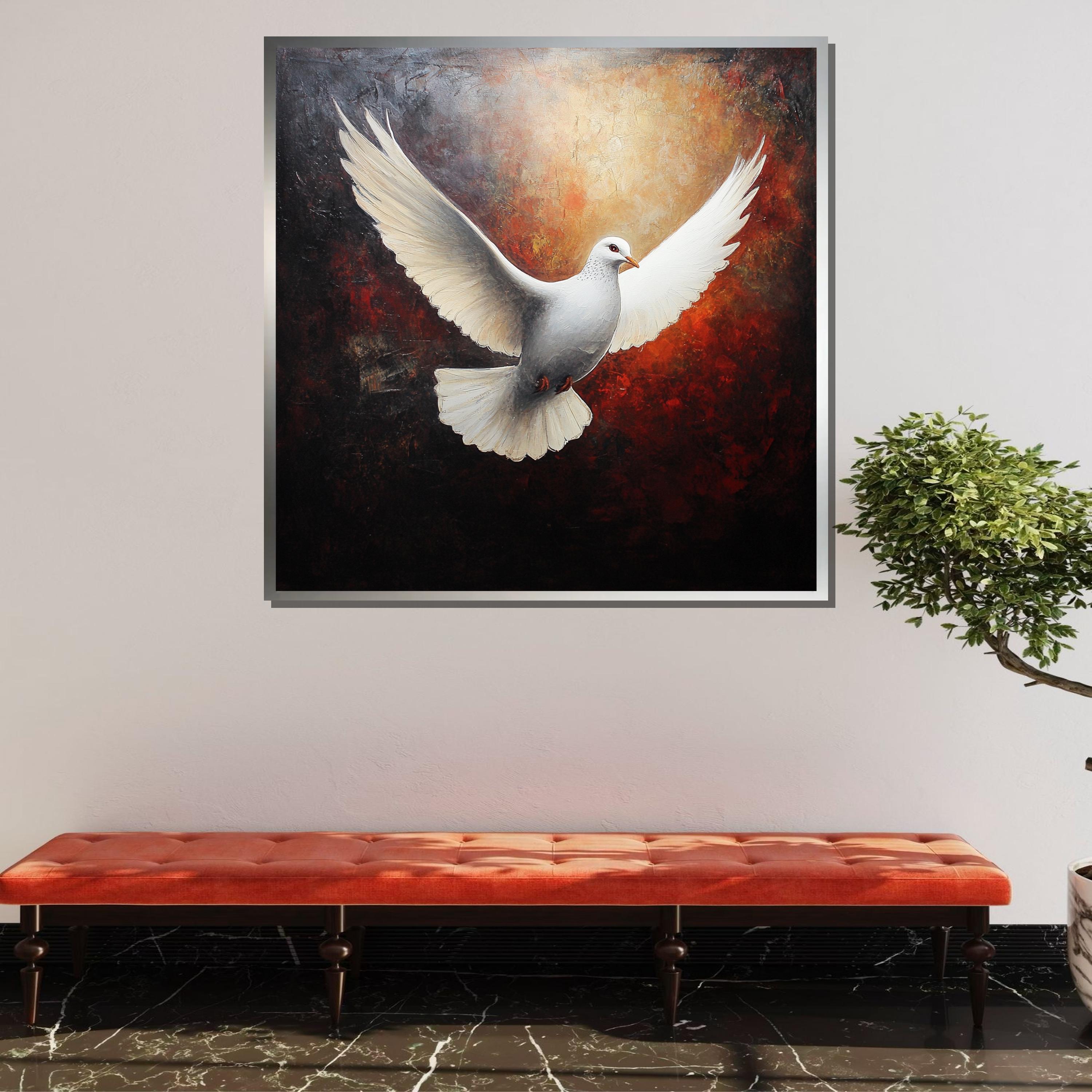 Peaceful White Dove Canvas, Symbol of Peace Art Print, Spiritual Wall ...