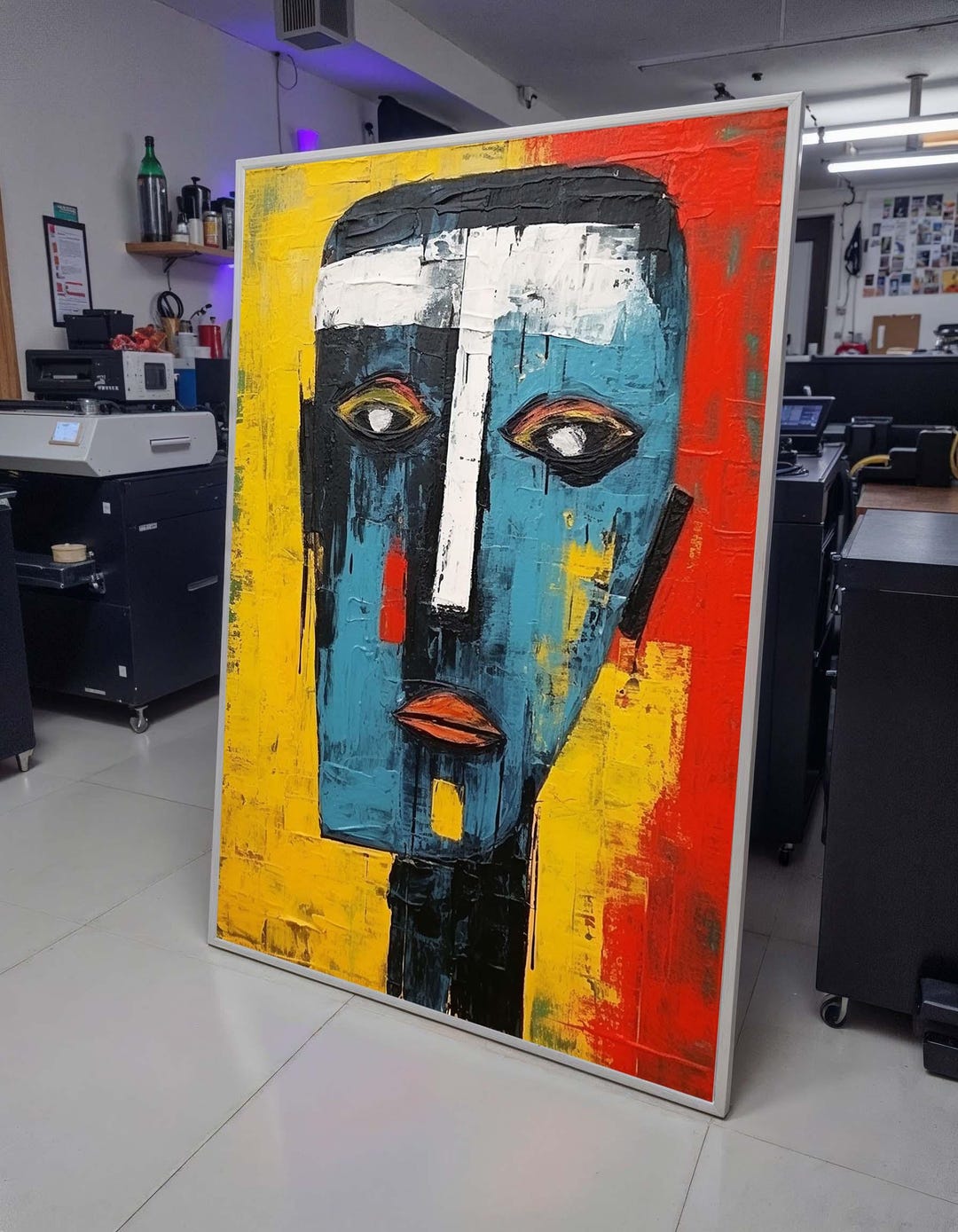 Abstract Face Canvas Art, Bold Expressionist Portrait, Modern Colorful ...