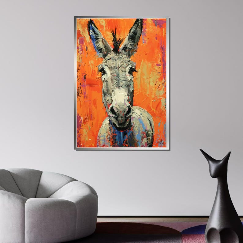 Colorful Donkey Art Canvas, Vibrant Animal Painting,whimsical Farm ...