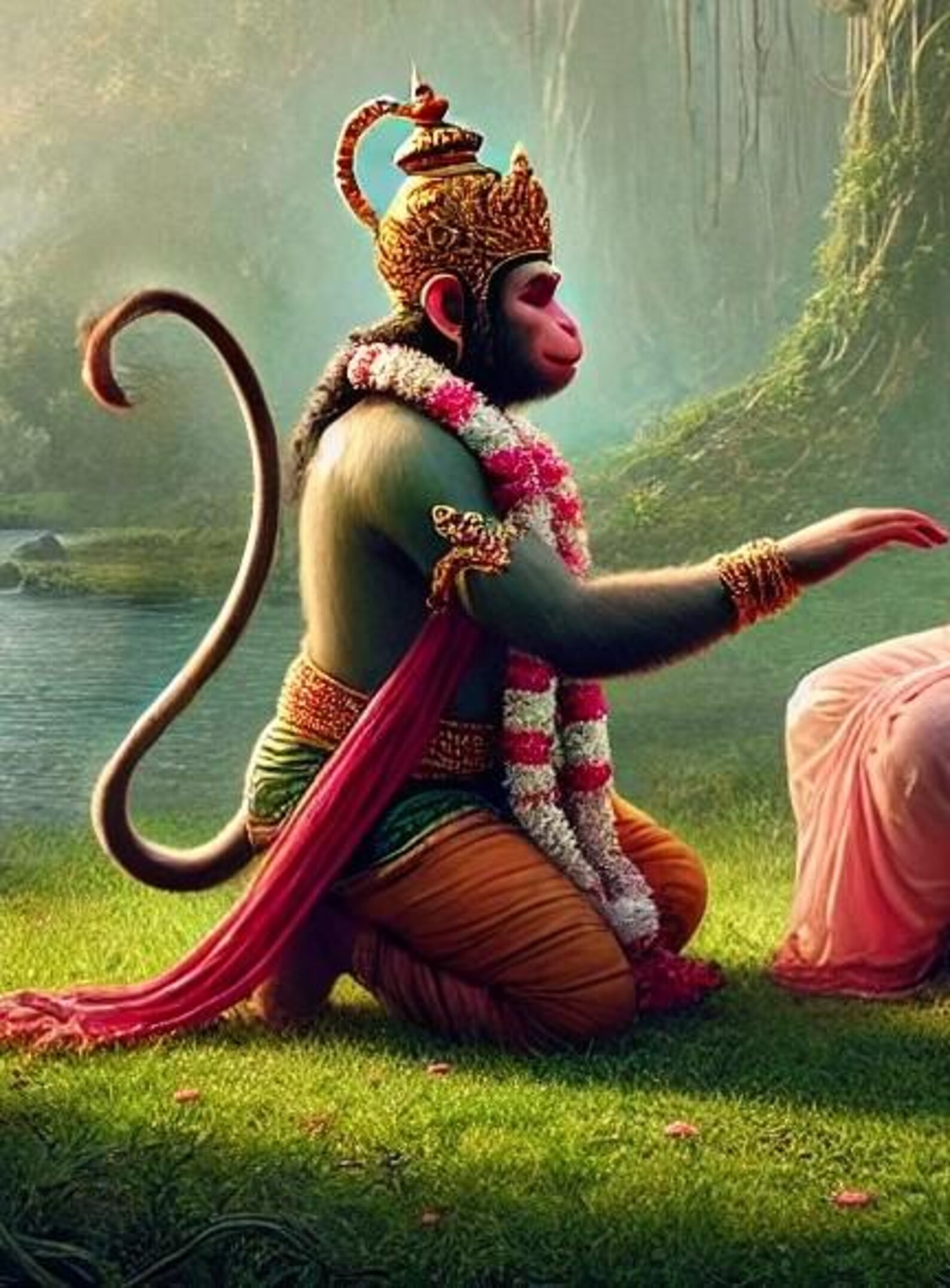 Hanuman Meets Sita Digital Art Print: Hindu Mythology Decor ...