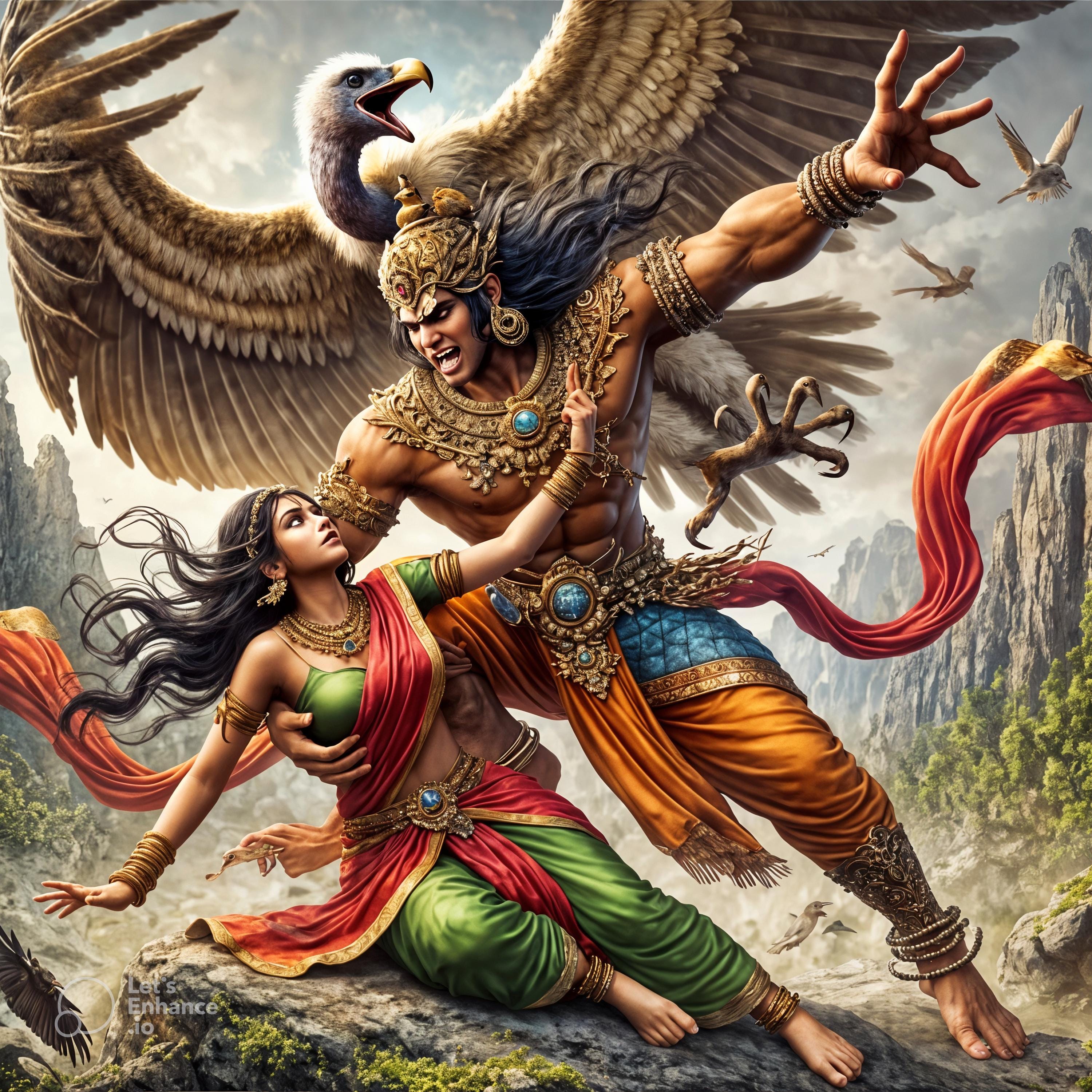 Sita’s Abduction by Ravana – Ramayana Digital Art With Jatayu’s Heroic ...