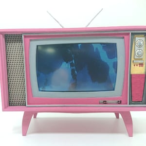Dollhouse Miniature Working Vintage Mid Century TV, 1/12 Scale, Pink ...