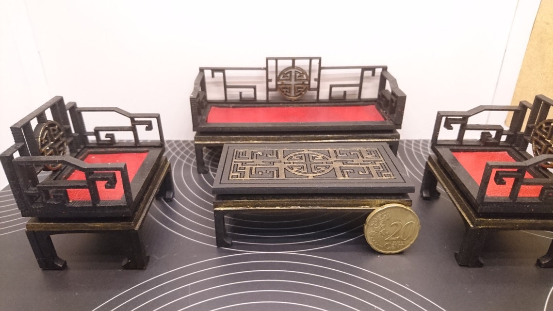 Chinese furniture living room set with 2 armchairs 1 sofa | Etsy