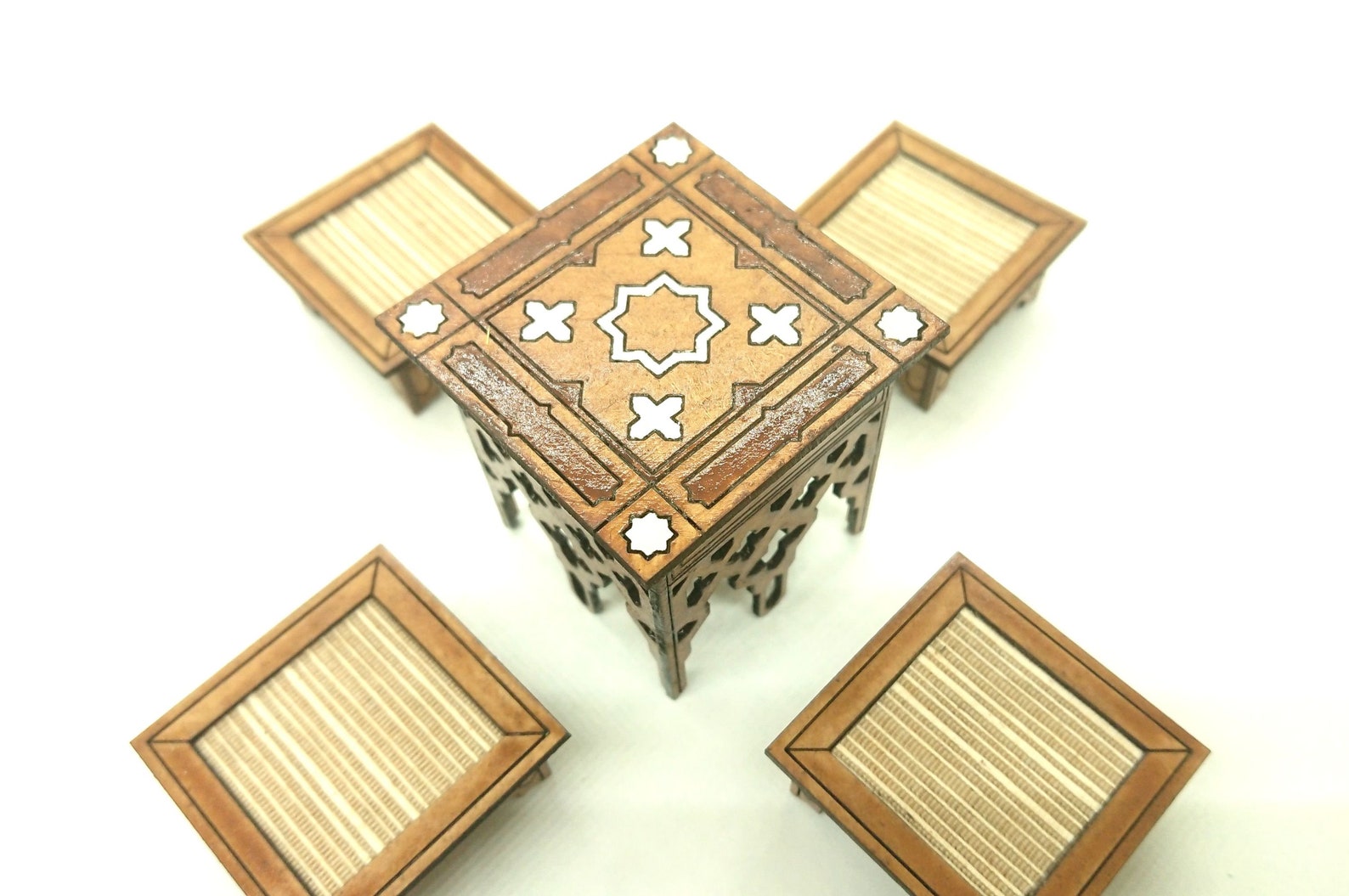Miniature Moroccan Furniture Set, Square Table and Four Low Seats With ...