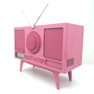 Dollhouse Miniature Working Vintage Mid Century TV, 1/12 Scale, Pink ...