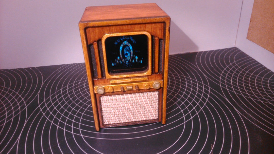 Miniature Working Vintage Mid Century 50s TV, 1/12 Scale for Dollhouse ...