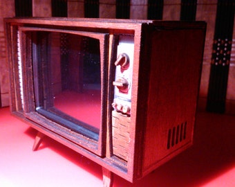 Miniature Working Vintage Mid Century TV 1/12 Scale for | Etsy