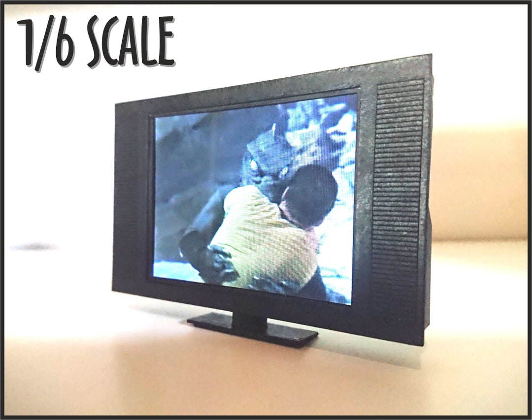 Miniature Modern Real Working TV, 1/6 Scale for Dollhouse and Roombox ...